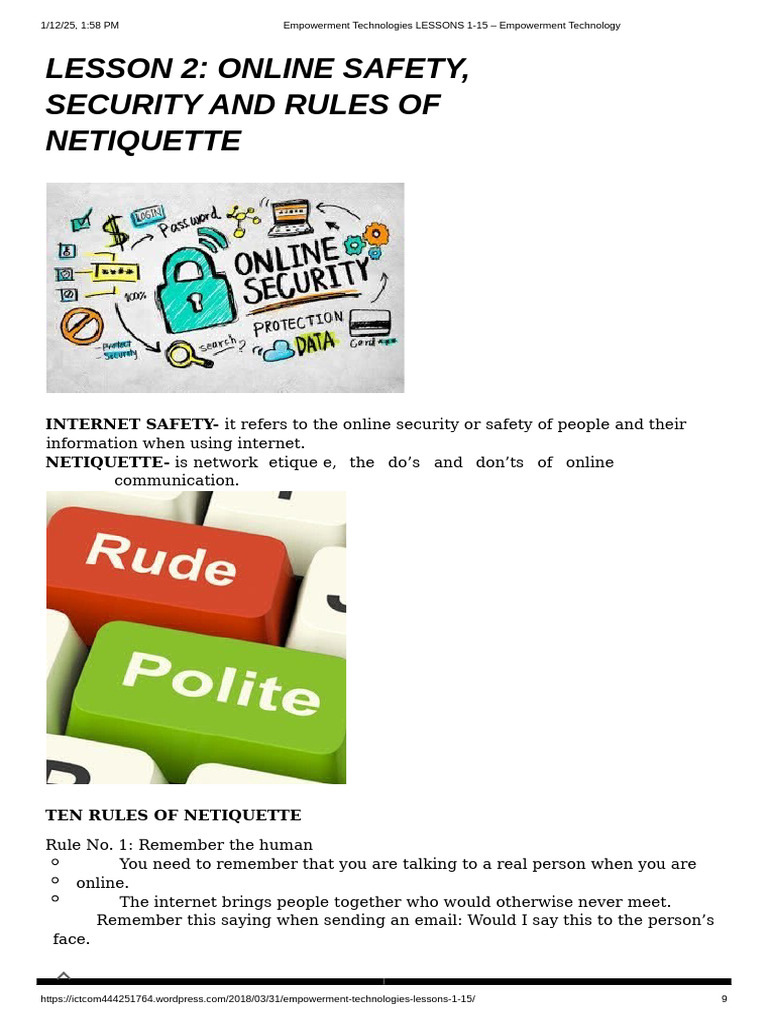 Empowerment Technologies LESSONS 1-15 - Empowerment Technology | PDF | Malware | Computer Virus