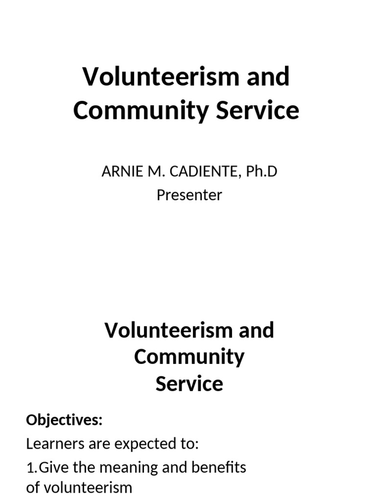 Volunteerism and Community Service | PDF | Volunteering | Social Psychology