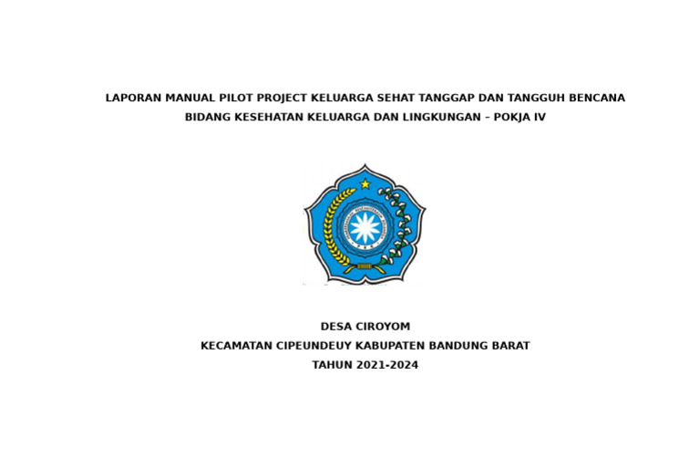 Laporan Manual Pilot Project Keluarga Sehat Tanggap Dan Tangguh Bencana ...