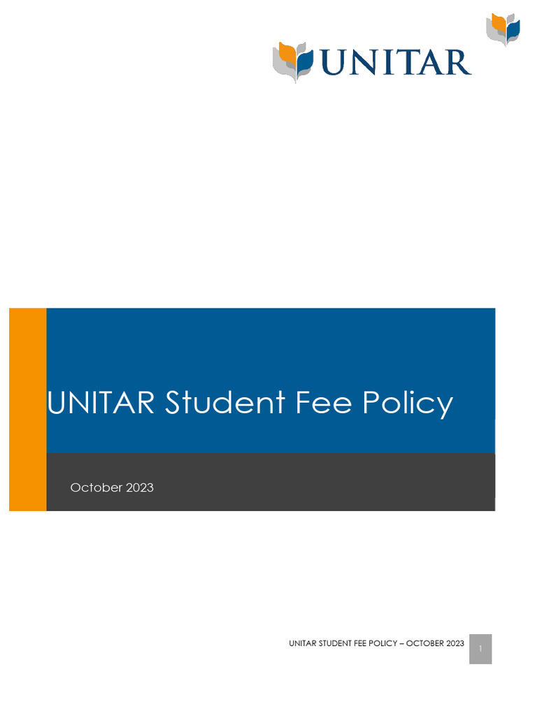 Unitar Student Fee Policy - Oct 2023 2 | PDF | Fee | Tuition Payments