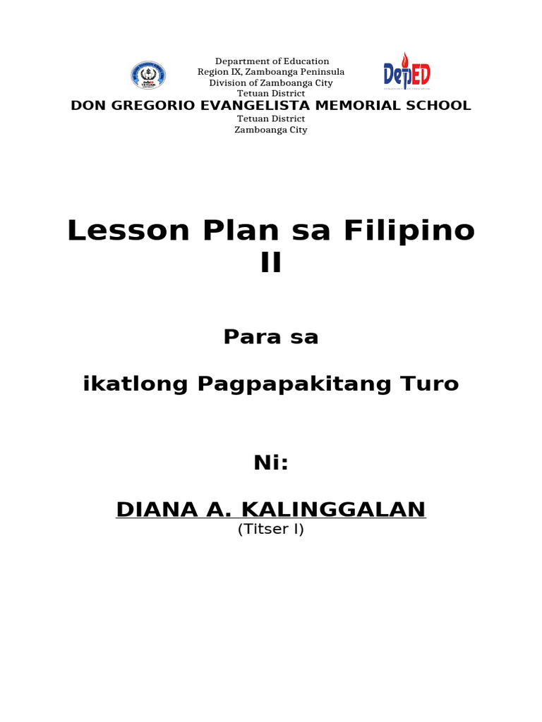 LessonPlan Filipino 2 | PDF