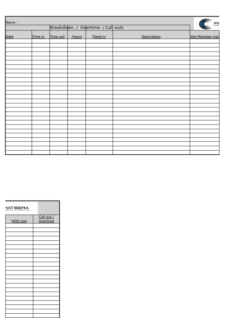 Overtime and Call Out Forms | PDF