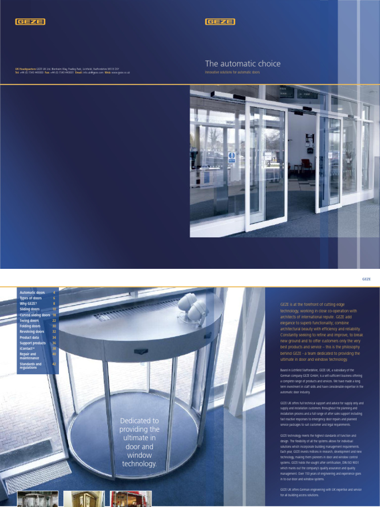Automatic Door System Brochure | PDF | Door | Reliability Engineering