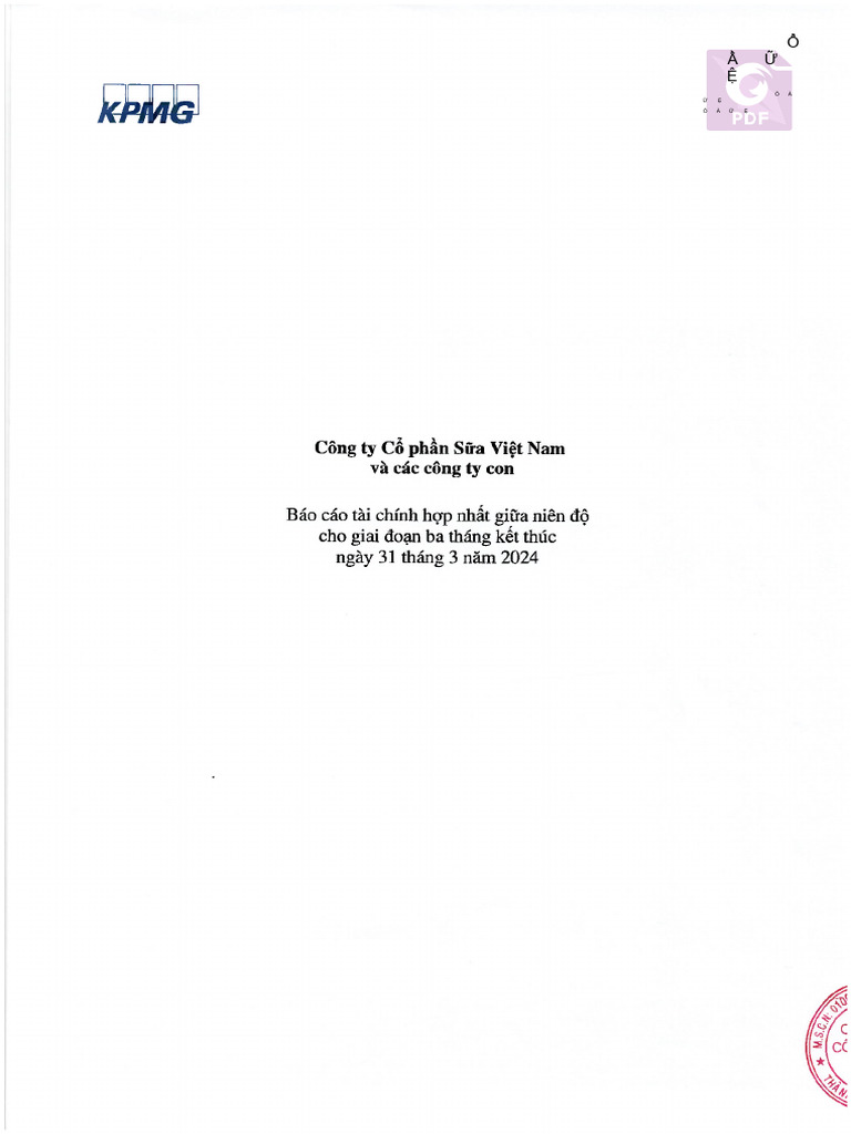 BCTC Quý 1 2024 Vinamilk | PDF