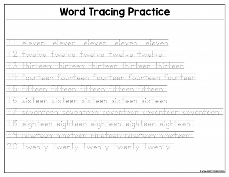 CreatePrintables.com Word Tracing Practice 7BA7 5A97 9C8E | PDF