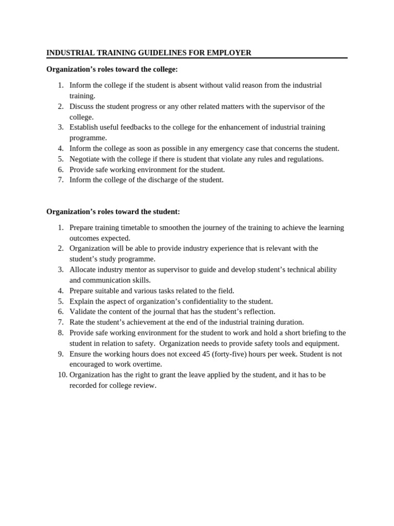 Industrial Training Employer Guideline | PDF | Project Management | Interpersonal Communication