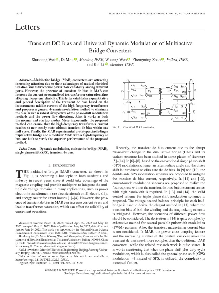 October 2020 Transient DC Bias and Universal Dynamic Modulation of ...