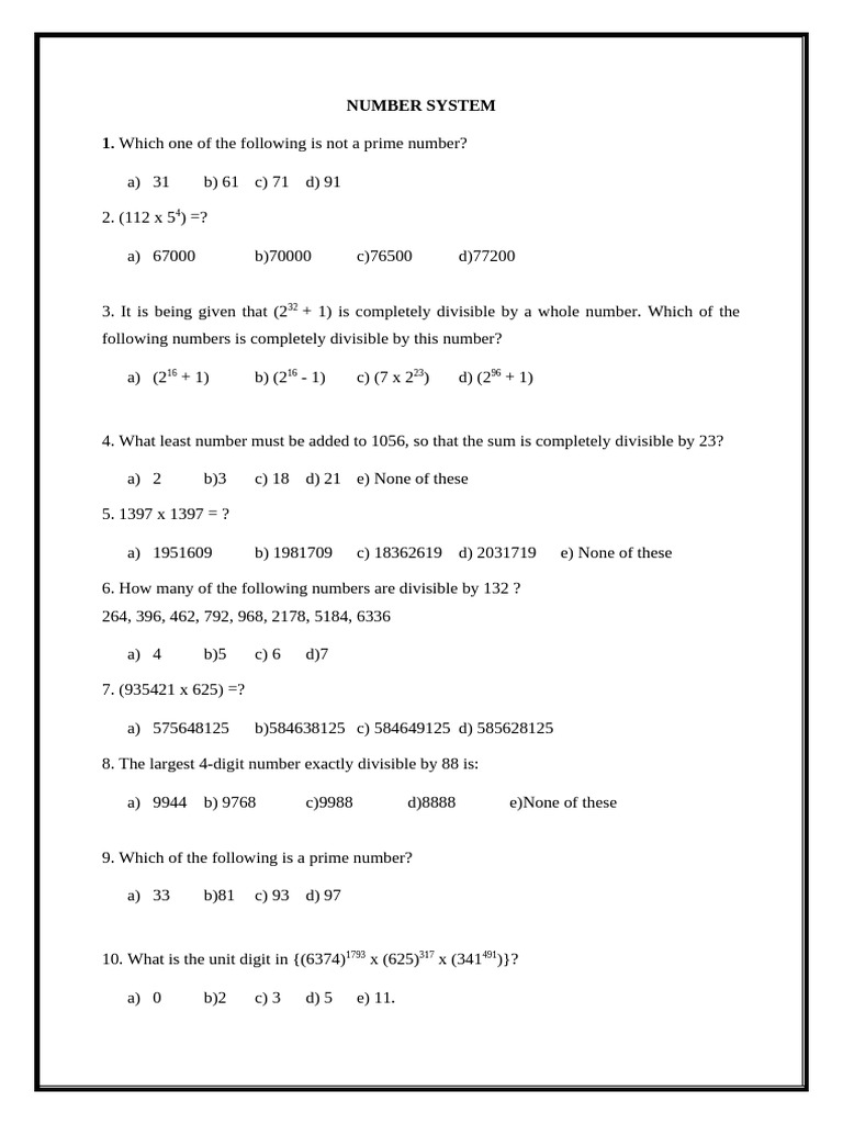 NUMBER SYSTEM | PDF | Interest | Compound Interest