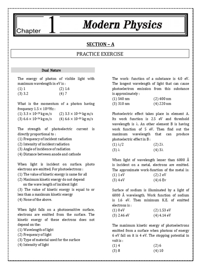 MODULE - 2 - MODERN PHYSICS | PDF | Photoelectric Effect | Electron