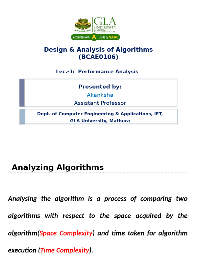 Lec-3 Performance Analysis | PDF | Time Complexity | Algorithms