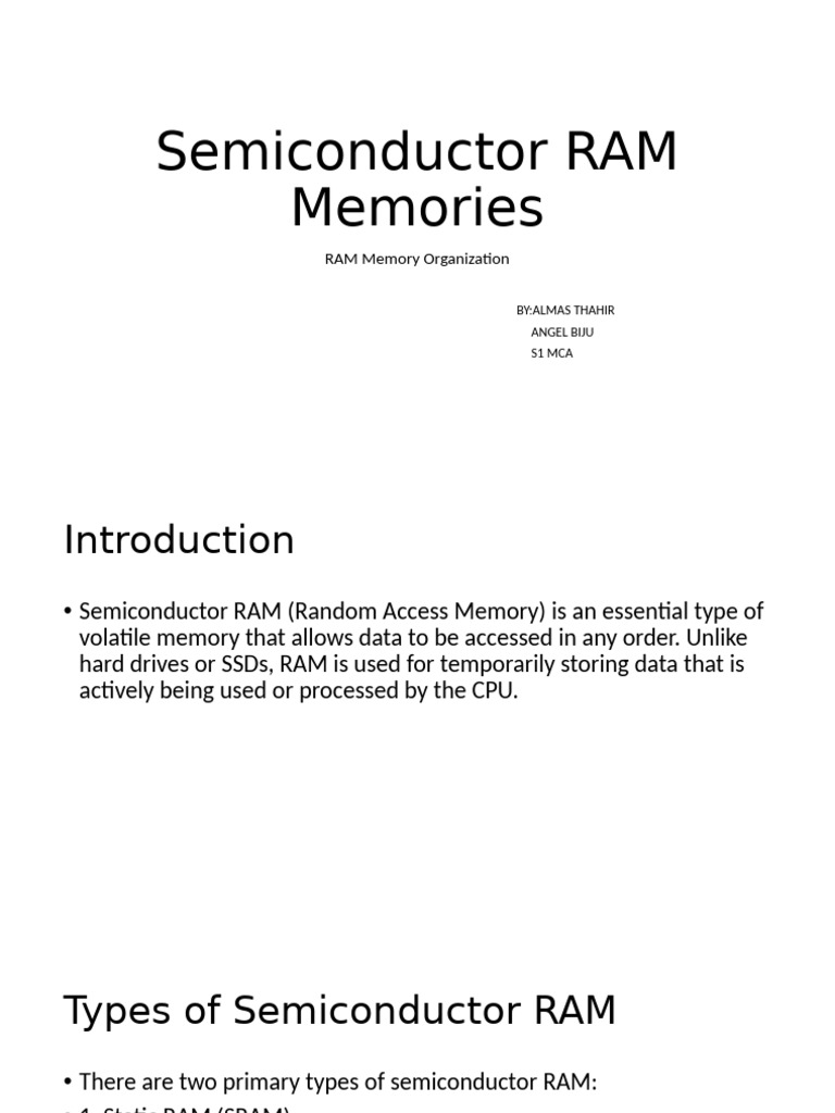 Semiconductor RAM Memories | PDF | Random Access Memory | Computer Memory