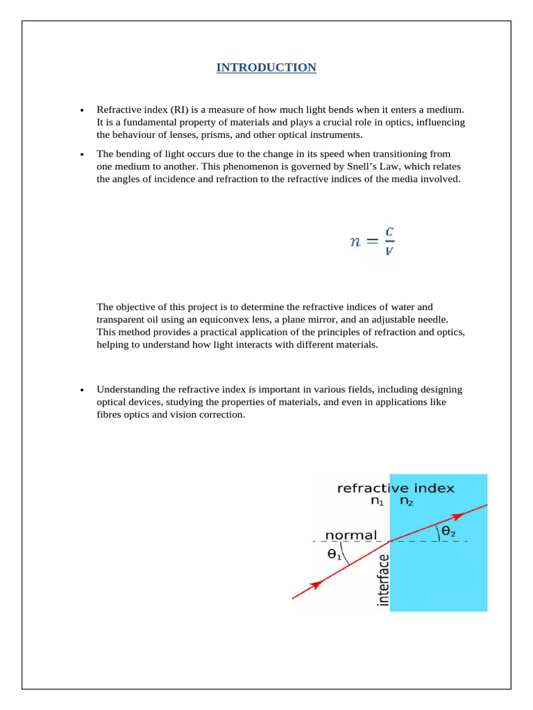 physics project 1 (5) | PDF | Optics | Refractive Index
