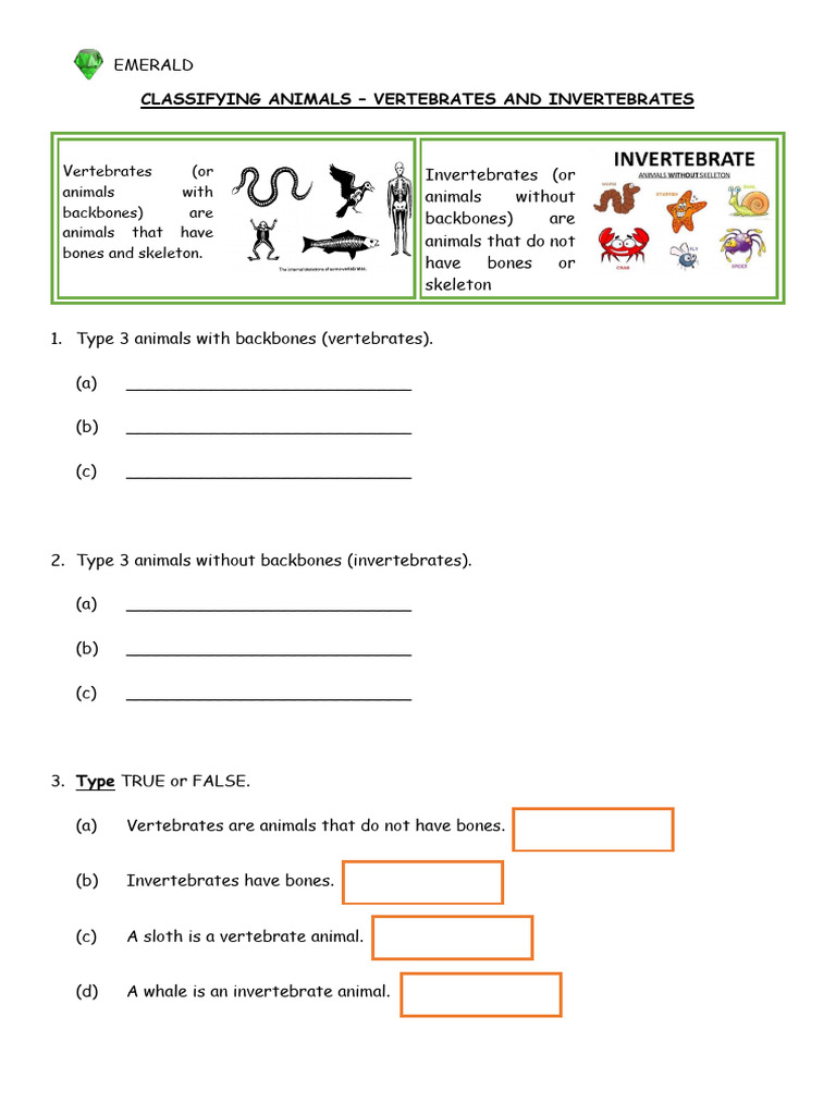 Classifying Animals Tier 1 (Emerald) | PDF