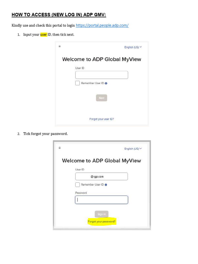How To Access (New Log In) Adp GMV | PDF