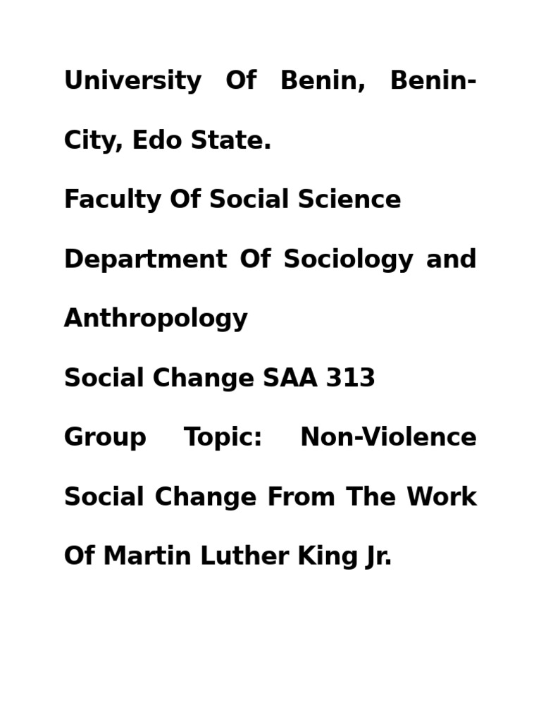 SAA 313 Group Assignment | PDF | Nonviolence | Martin Luther King Jr.