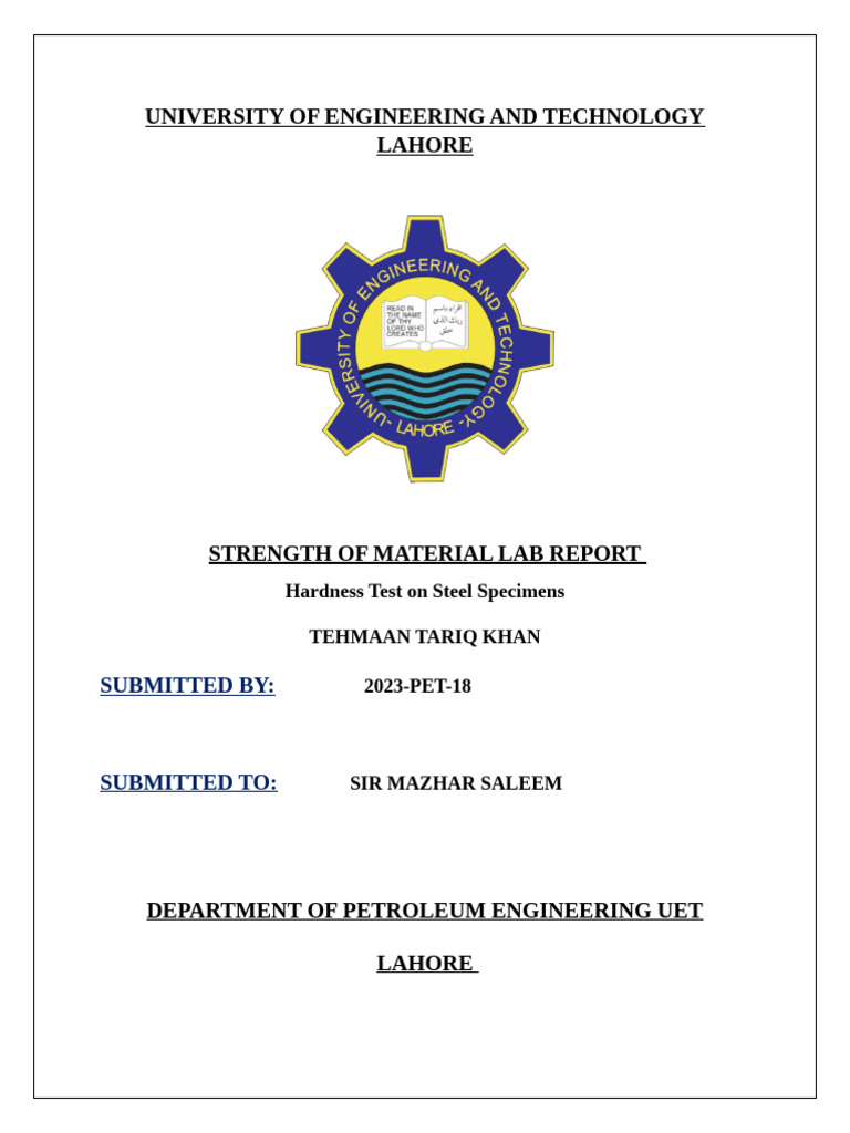 Hardness Test Roll No 18 | PDF | Hardness | Materials