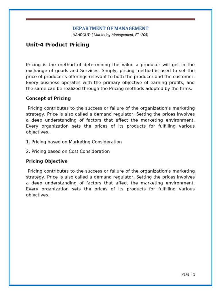MKT NOTES 2 | PDF | Pricing | Marketing