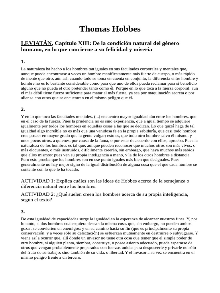 Textos Hobbes | PDF | Thomas Hobbes