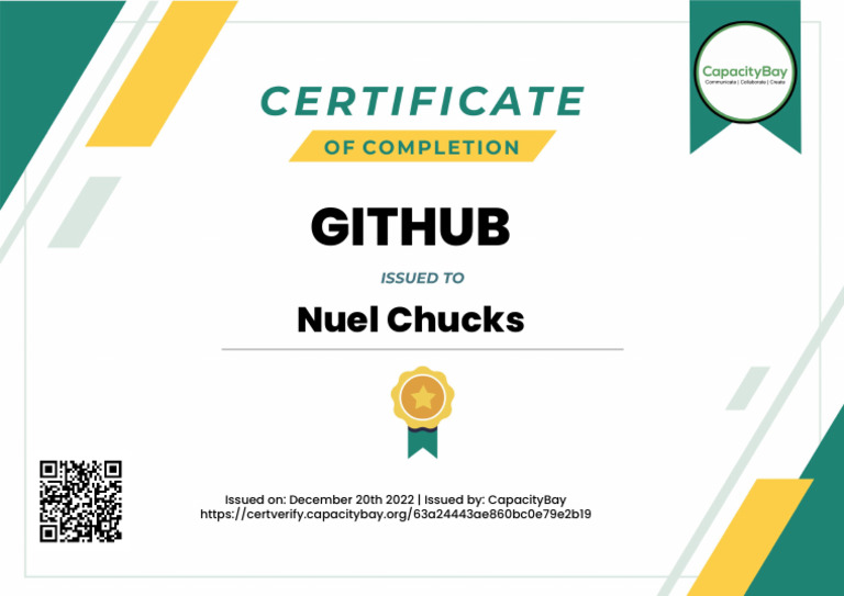 Nuel Chucks GITHUB Certificate | PDF