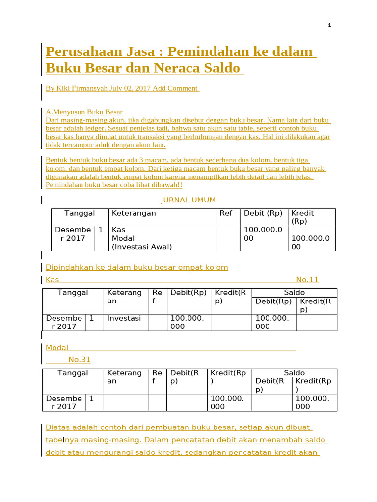 Buku Besar Dan Neraca Saldo | PDF