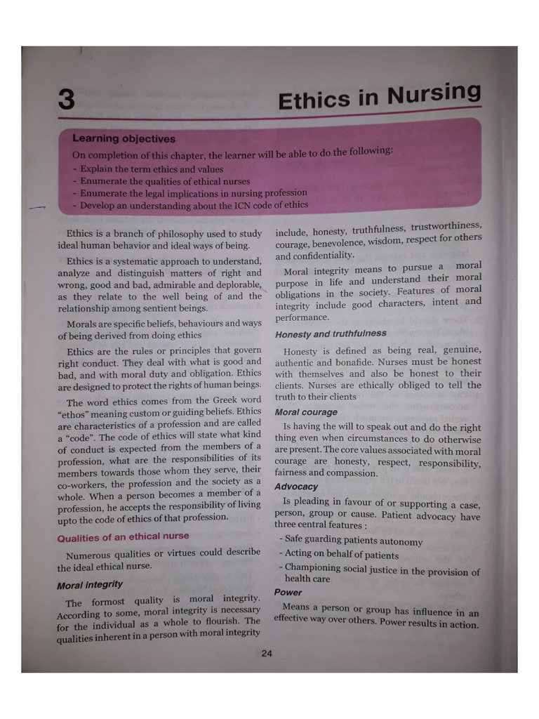 Fundamental of Nursing Unit-3 Ethics in Nursing | PDF