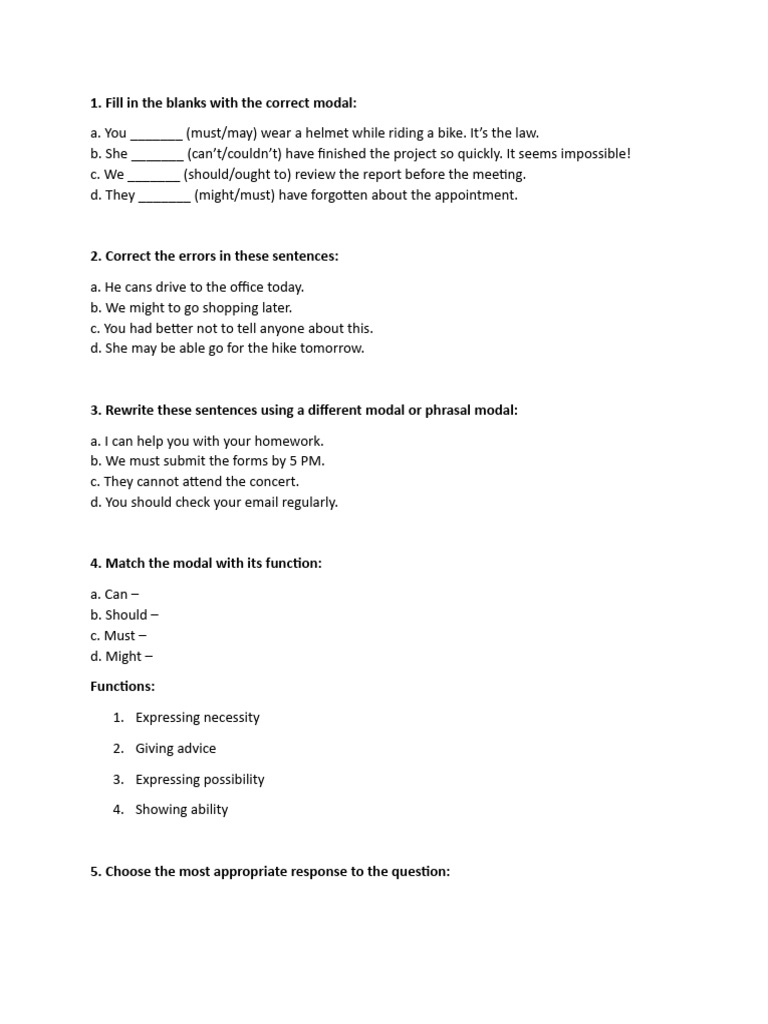 Modal Practice | PDF