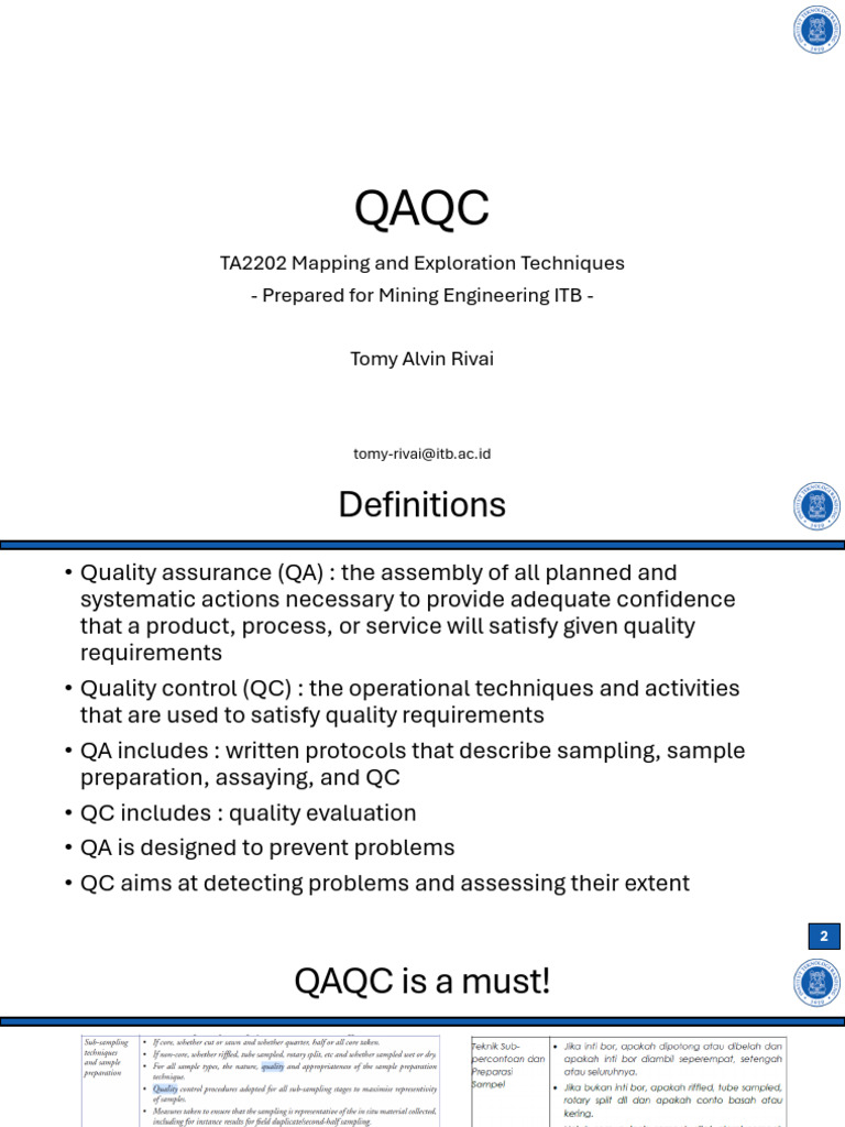 Mining QAQC Techniques Guide | PDF | Accuracy And Precision | Measurement