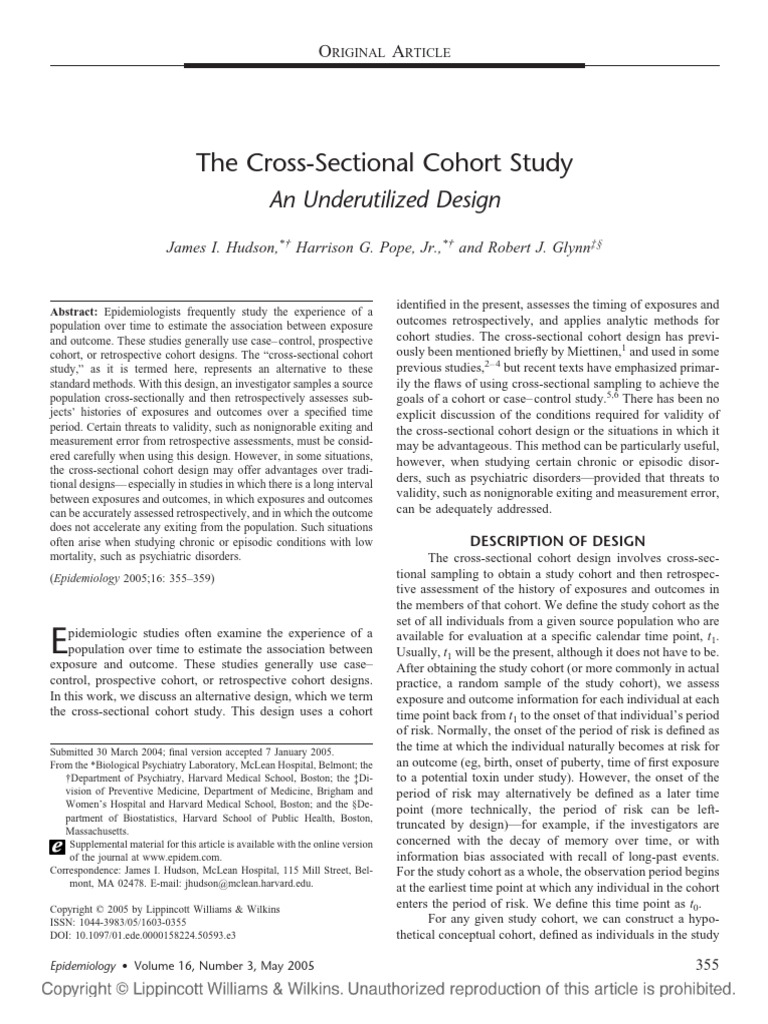 The Cross Sectional Cohort Design Hudson Et Al 2005 Chapter | PDF ...