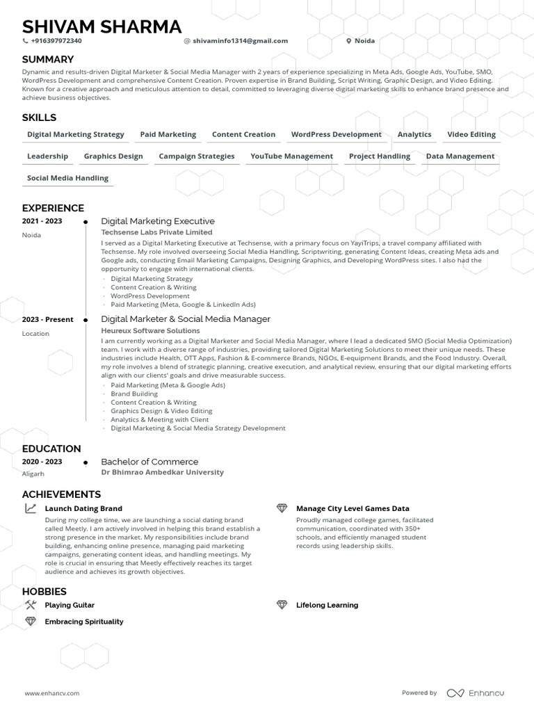Cv Shivam | PDF | Digital Marketing | Marketing