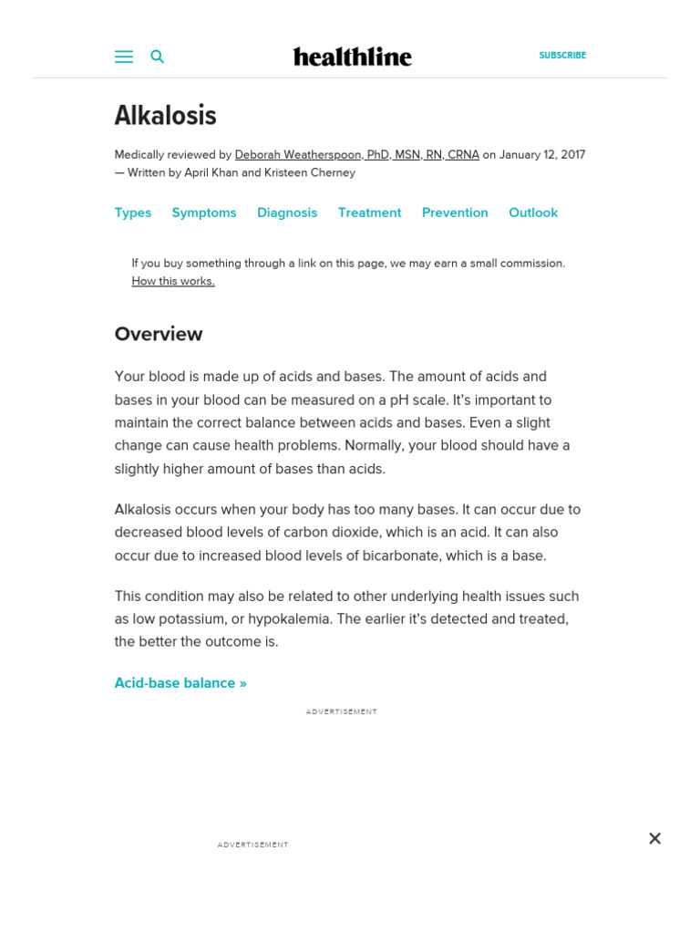 Alkalosis: Symptoms and Types Explained | PDF | Blood | Respiratory System