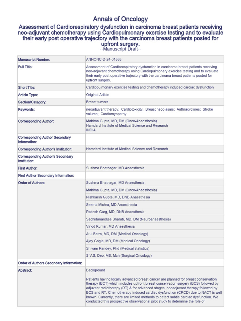 ANNONC-D-24-01585 | PDF | Causes Of Death | Medicine