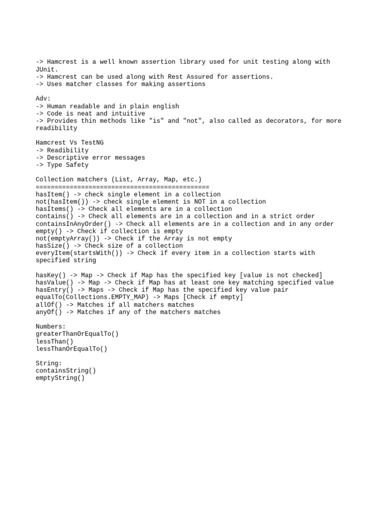 Hamcrest Library: Unit Testing Matchers | PDF
