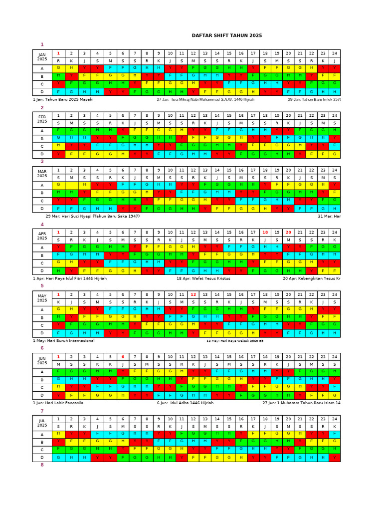 Calendario Shift 2025 | PDF