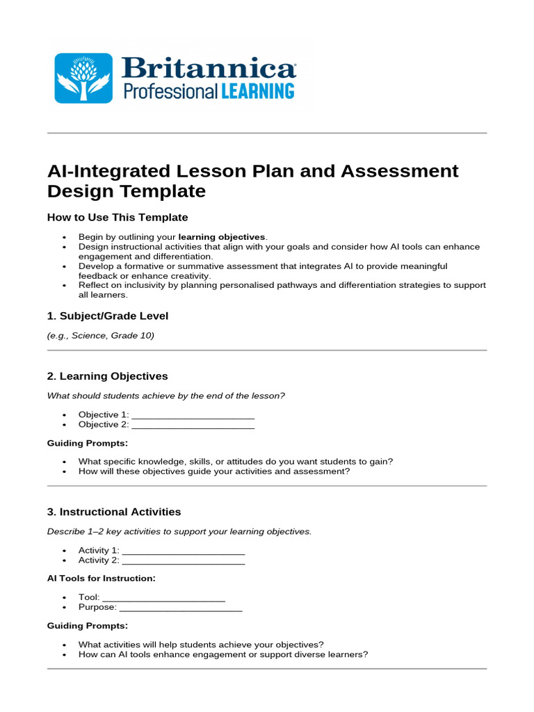 AI-Integrated Lesson Planning Guide | PDF | Educational Assessment | Learning