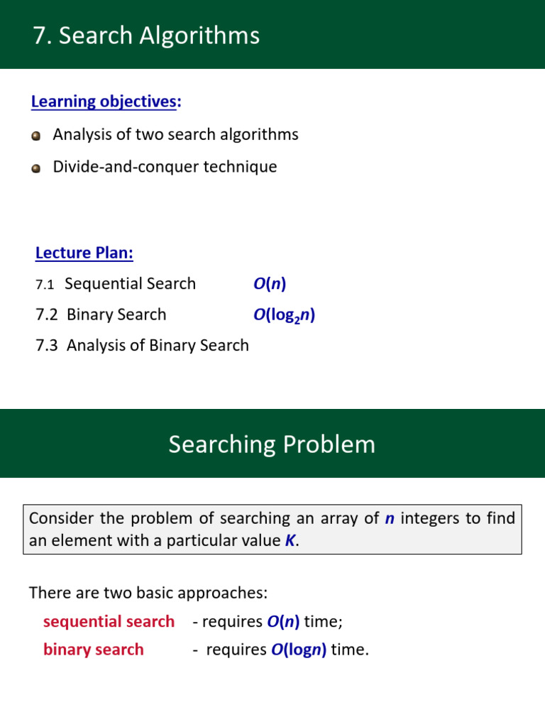 Search Algorithms: Sequential vs Binary | PDF | Mathematics | Computer ...