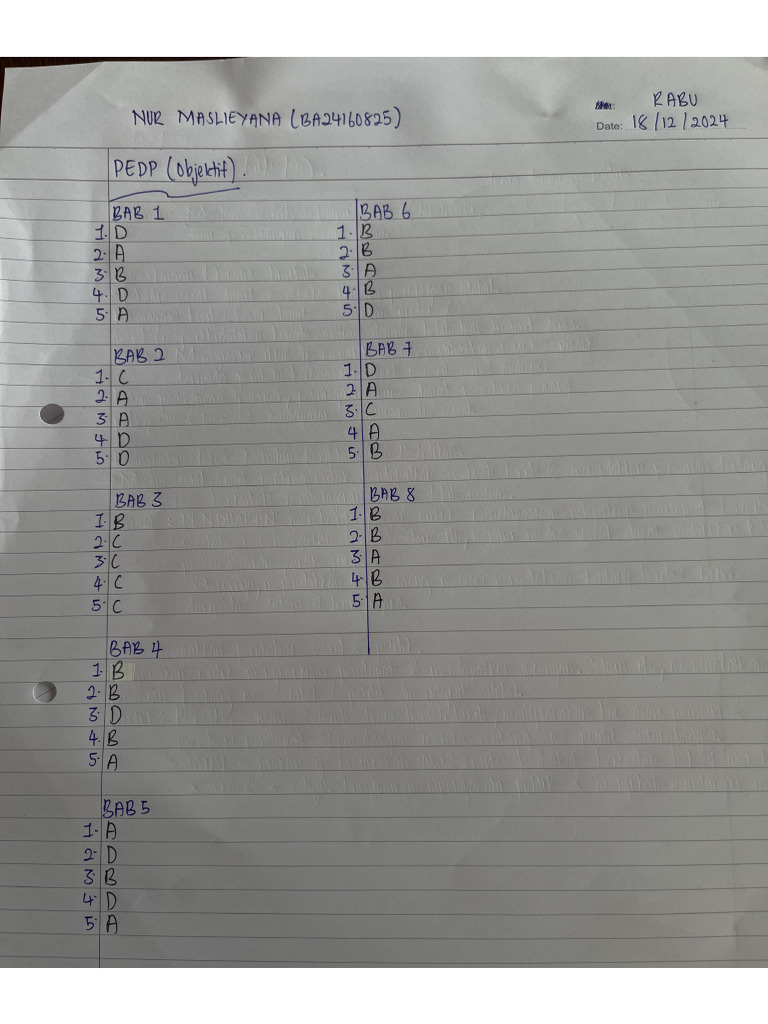 Nur Maslieyana (Ba24160825) Objektif Buku Pedp | PDF