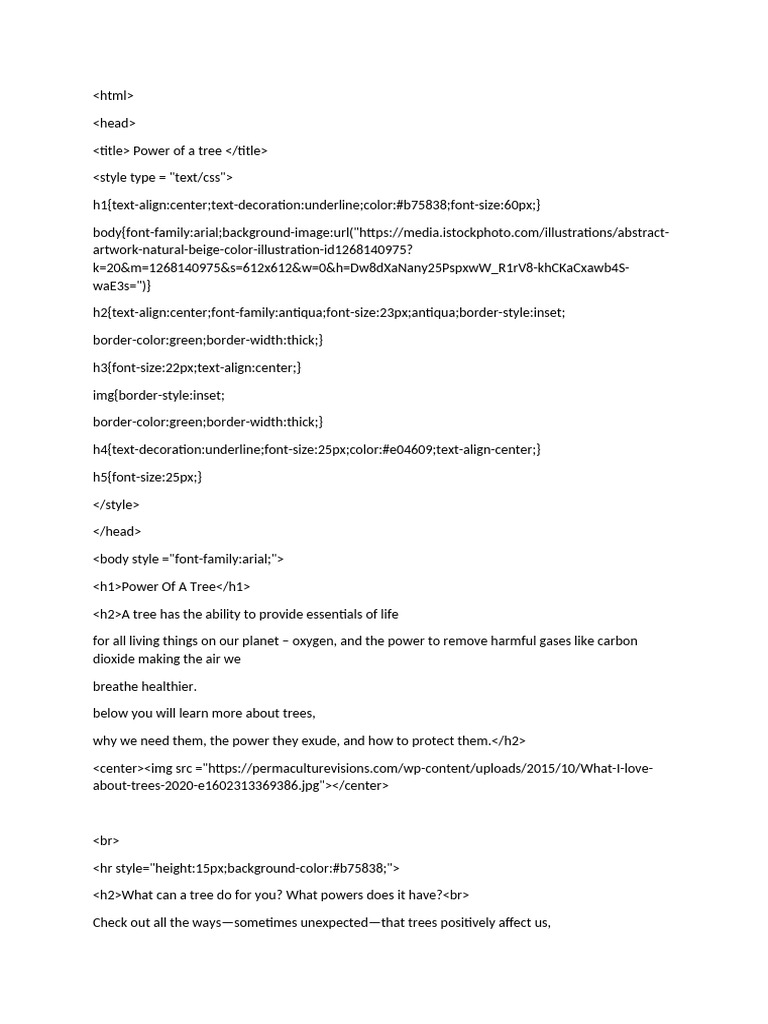 Ict - Power of A Tree (Code) | PDF | Trees | Atmosphere Of Earth