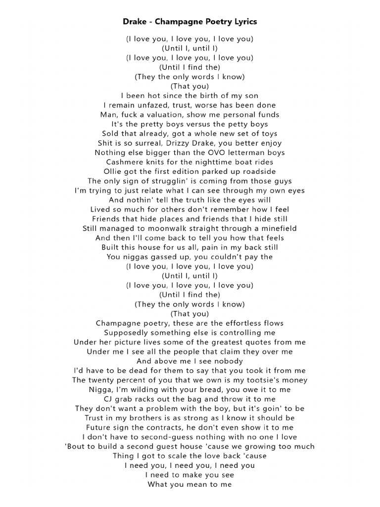 Drake Champagne Poetry Pdf