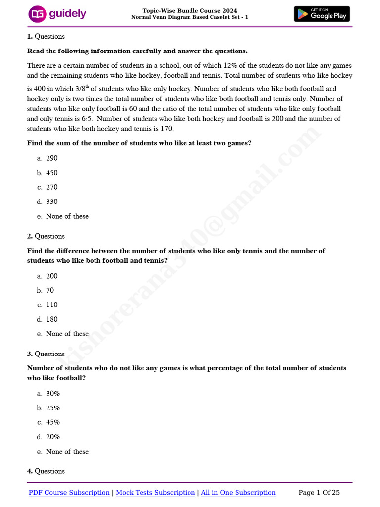 Normal Venn Diagram Based Caselet Set - 1 | PDF