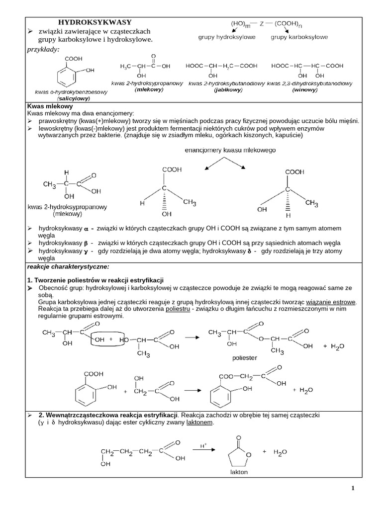 Aminokwasy Hydroksykwasy Białka | PDF