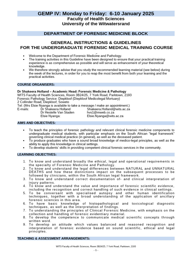 GEMP IV Forensic Medicine Guidelines 2025 | PDF | Multiple Choice | Autopsy