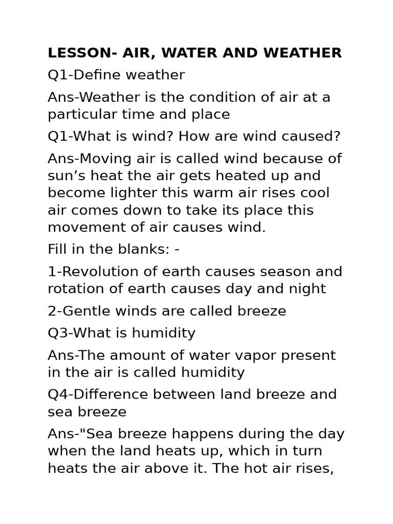 Grade - 4 Air, Water and Weather | PDF | Atmosphere Of Earth | Water
