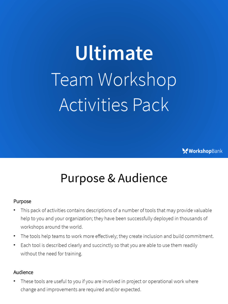 Team Workshop Activities Guide | PDF | Brainstorming