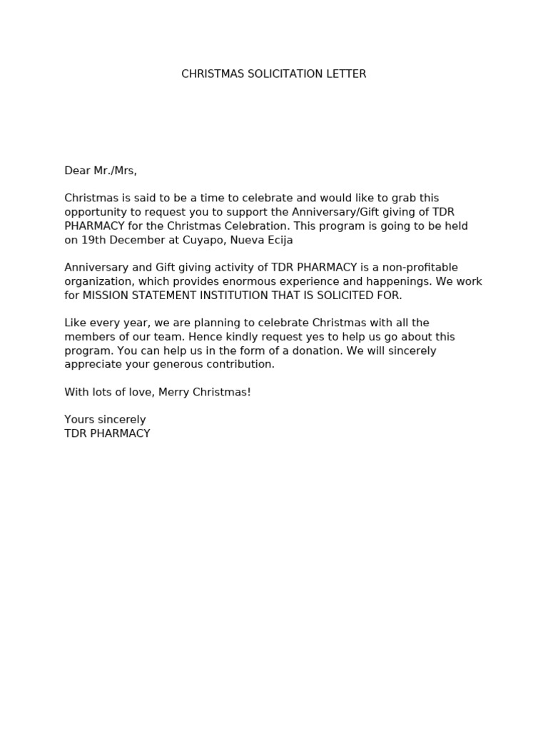 Christmas Solicitation Letter | PDF