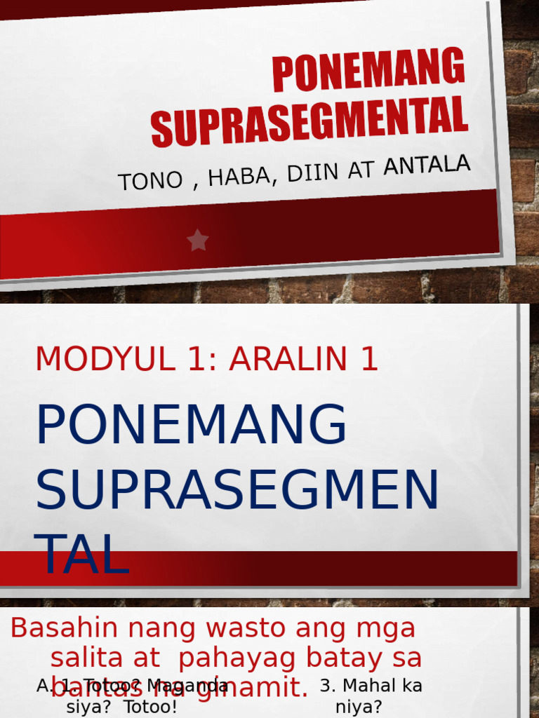 Aralin 1-Ponemang Suprasegmental | PDF