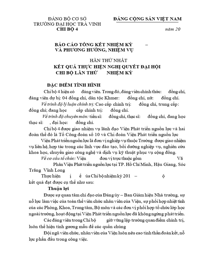 03 Bao Cao Tong Ket Nhiem Ky 2017 2020 Va Phuong Huong 2020 2022 Final | PDF