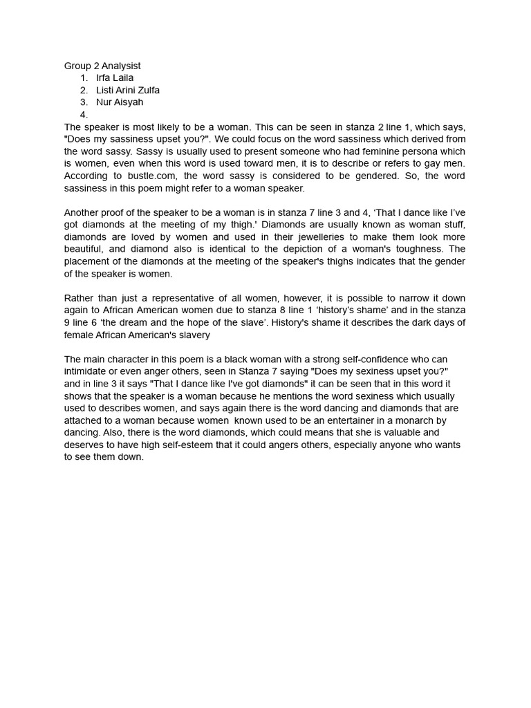 Still I Rise Poem Analysis | PDF