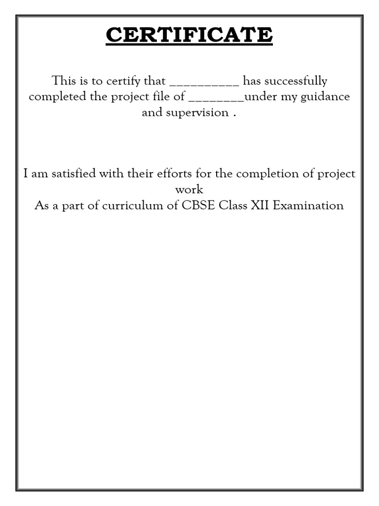 CBSE Class XII Project Completion | PDF