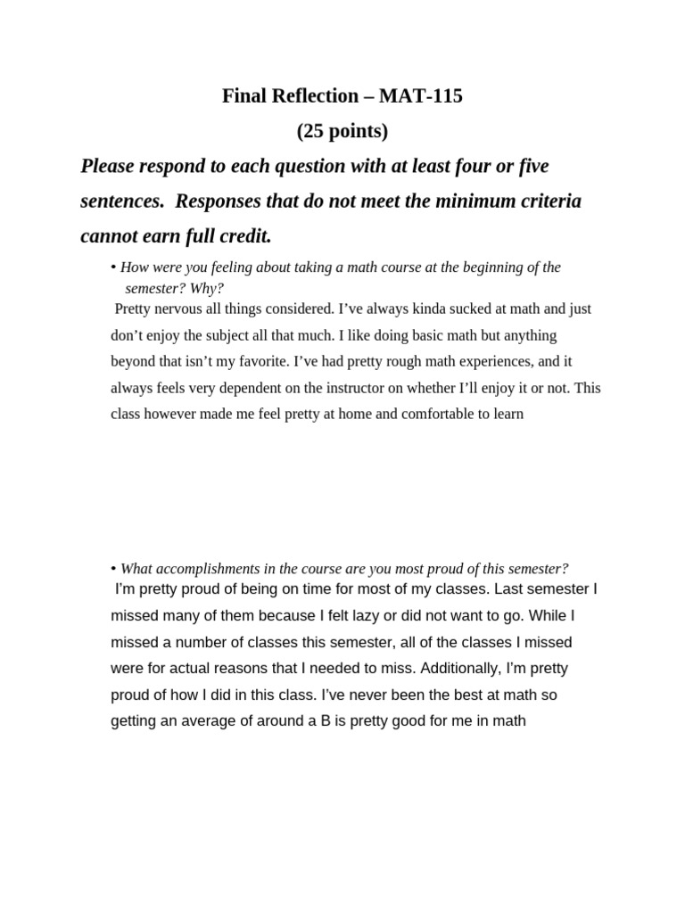 Math final reflection | PDF | Cognition