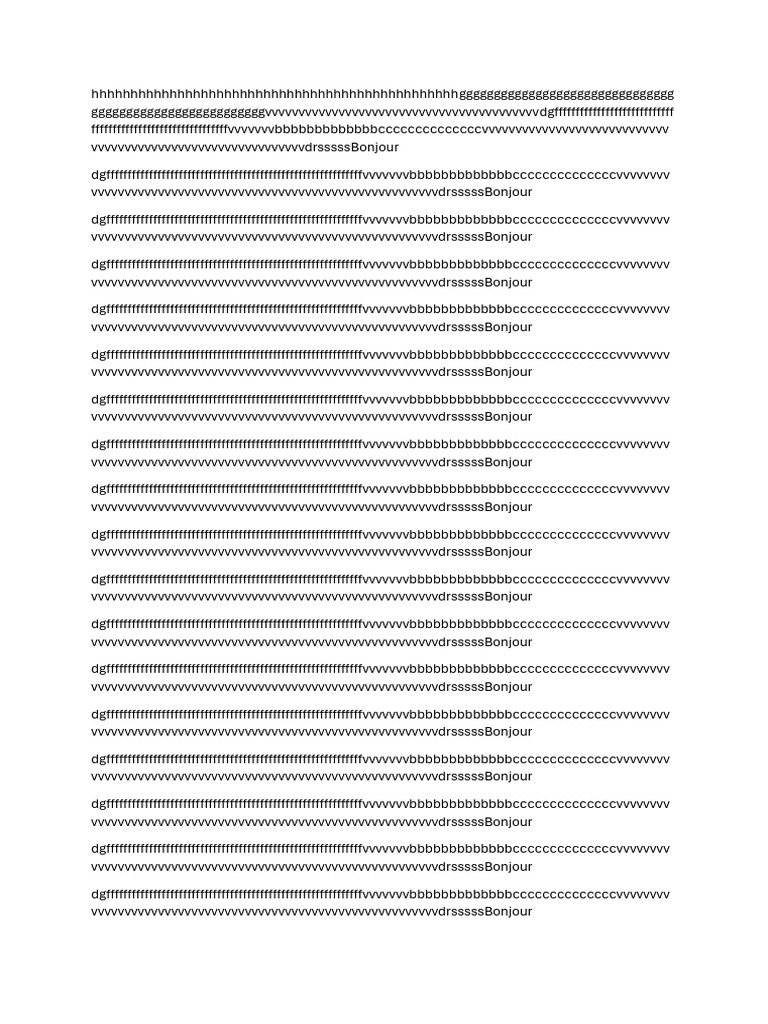 Repeated "Bonjour" Text Pattern | PDF